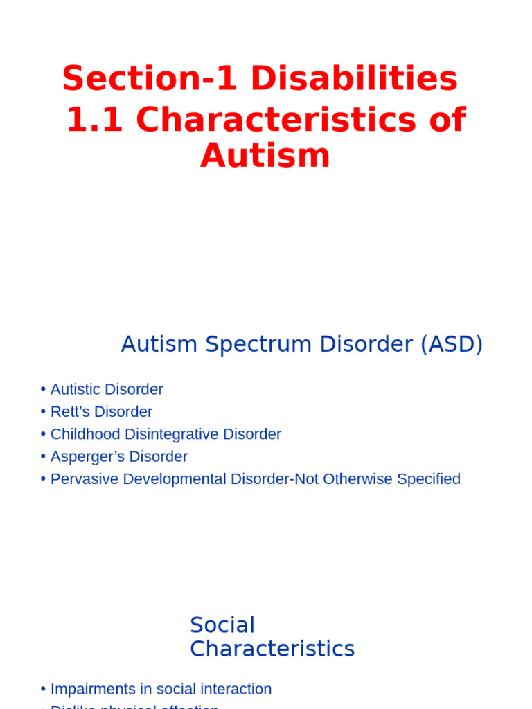 Section 1 - DISABILITIES NEW LCB | PDF | Autism | Down Syndrome