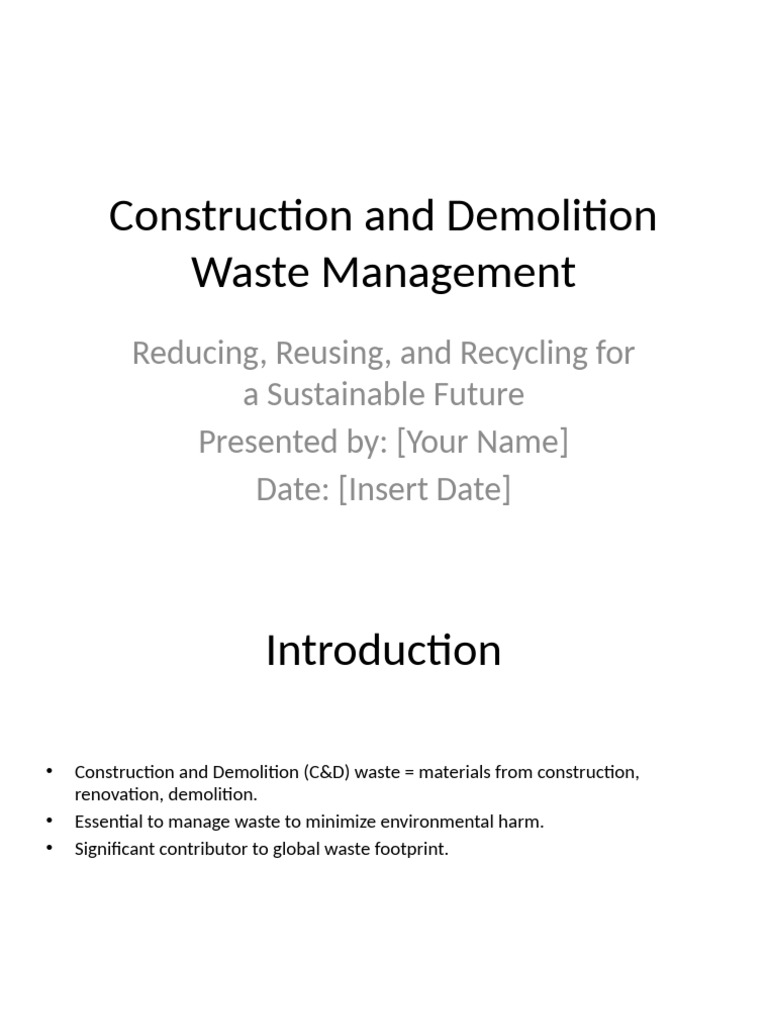 C&D Waste Management Strategies for Sustainability | PDF | Waste ...