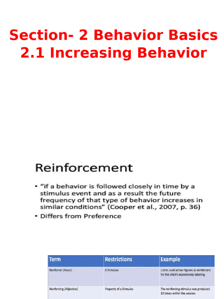 Section 2- BEHAVIORAL BASICS NEW LCB | PDF | Reinforcement ...