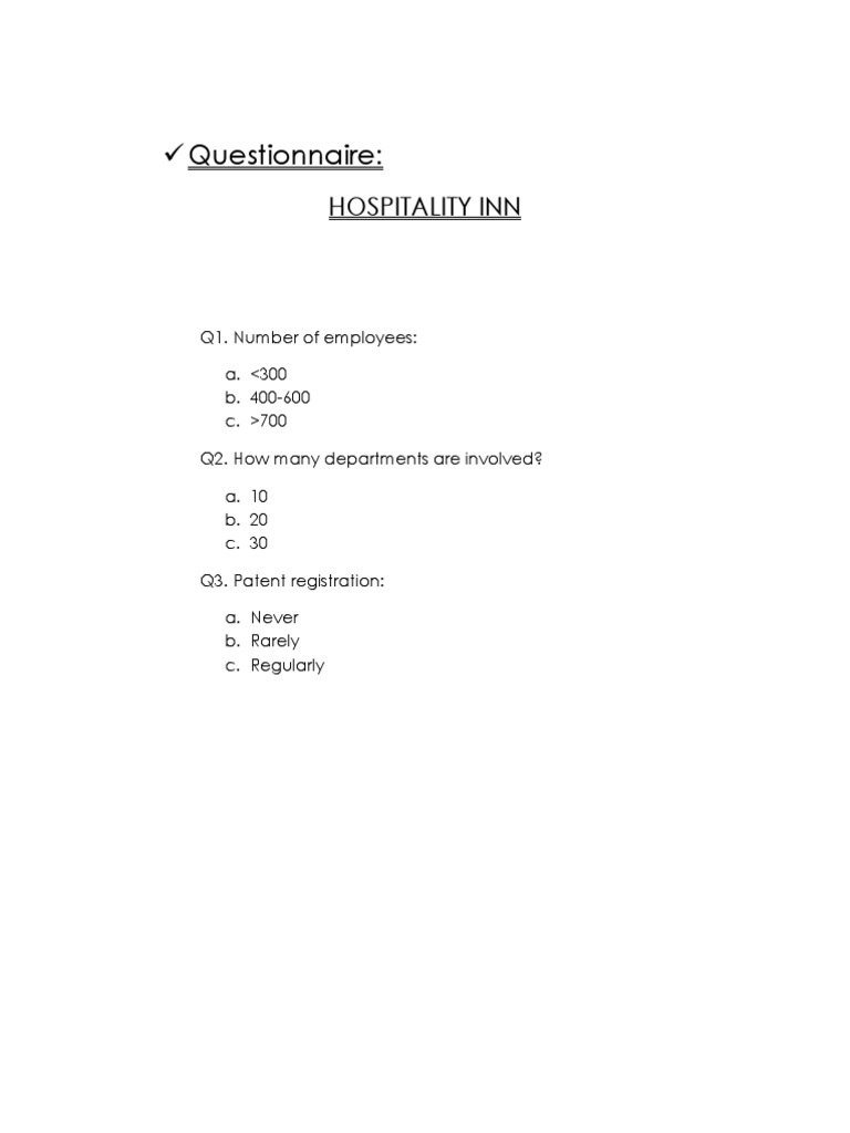 Questionnaire:: Hospitality Inn | PDF | Business | Computing And ...