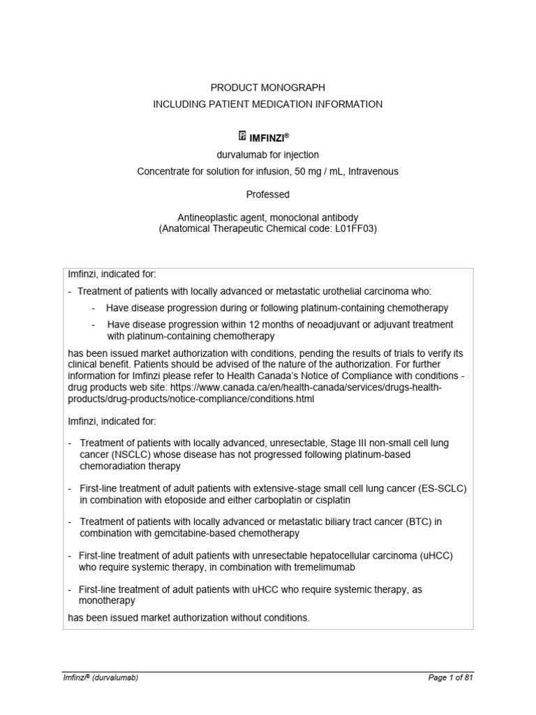 Imfinzi Product Monograph en | PDF | Medical Specialties | Clinical ...