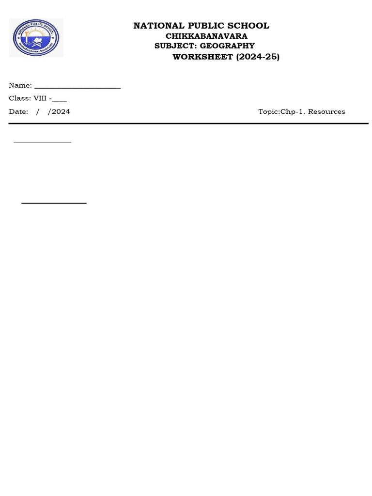VIII - Worksheet-CHP-1-Resources | PDF