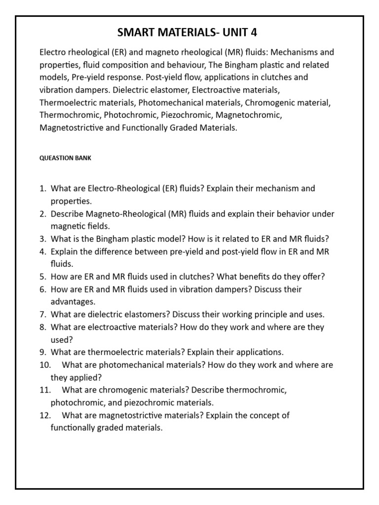 Smart Materials Unit 4 | PDF