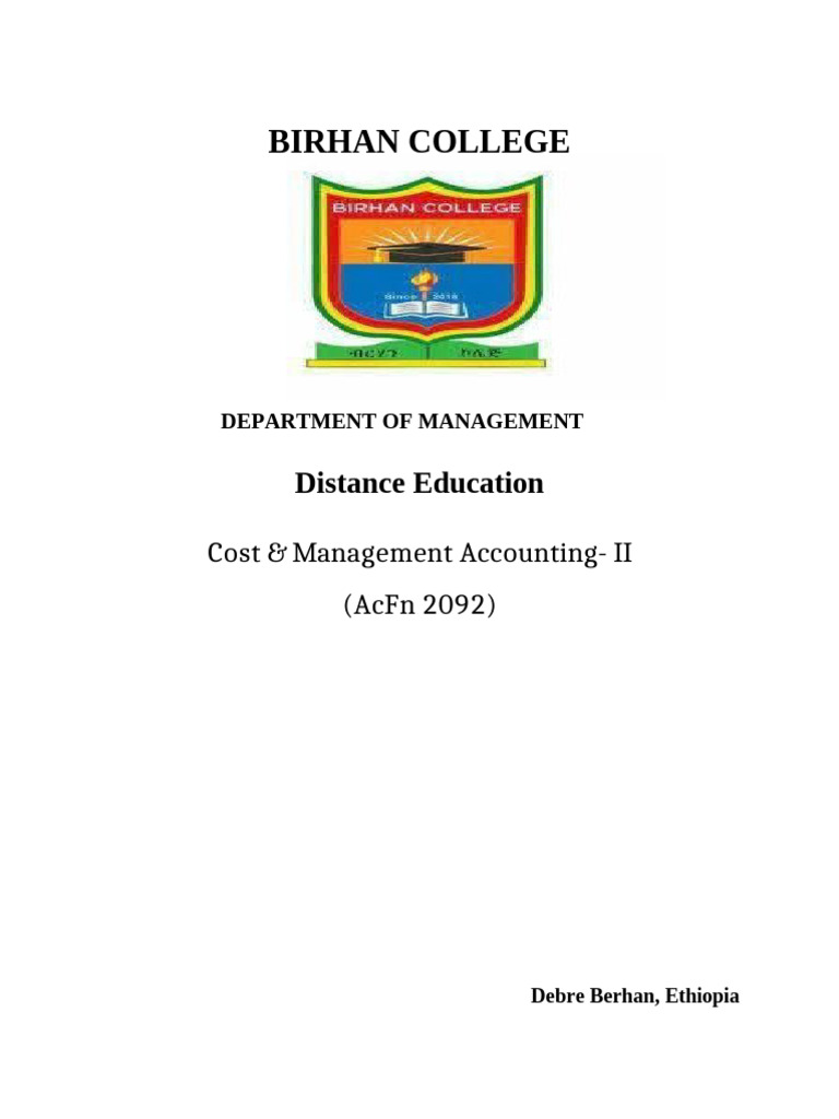 Cost & MGT Accounting II Module Final With Assignment 1 & 2 | PDF | Gross Margin | Net Income