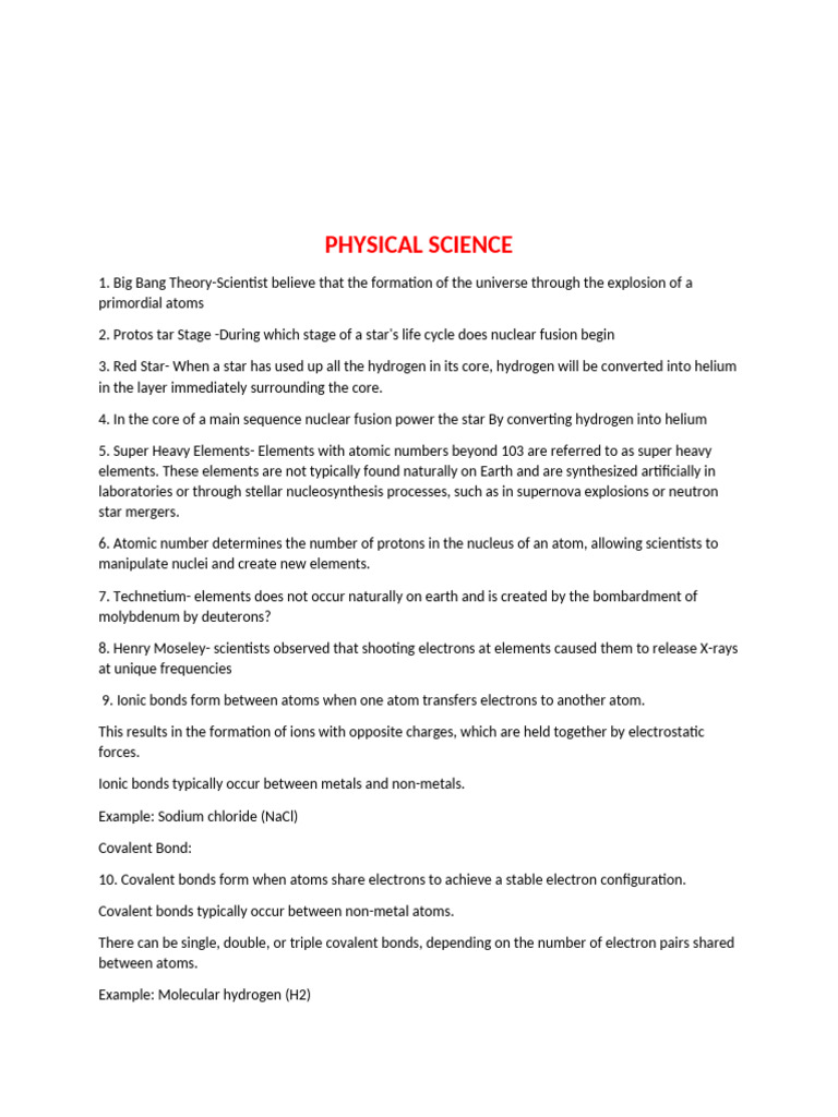 Reviewer in Physical Science | PDF | Intermolecular Force | Atoms