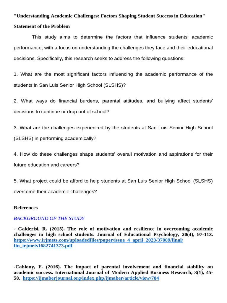 Understanding Academic Challenges | PDF | Psychological Resilience ...