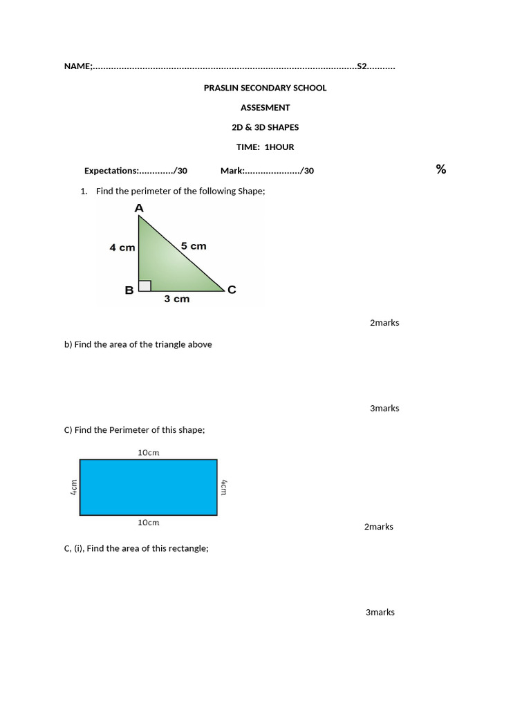 2D & 3D Shapes Practice | PDF