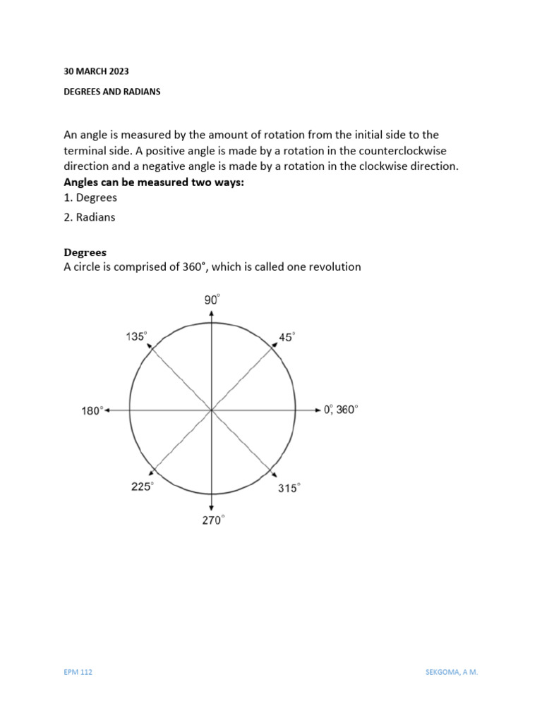 EPM 112degrees and Radians | PDF