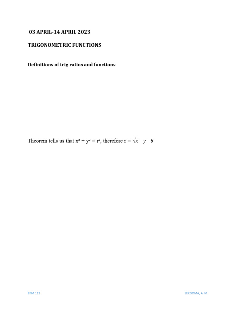 Trigonometric Functions | PDF | Trigonometric Functions | Trigonometry