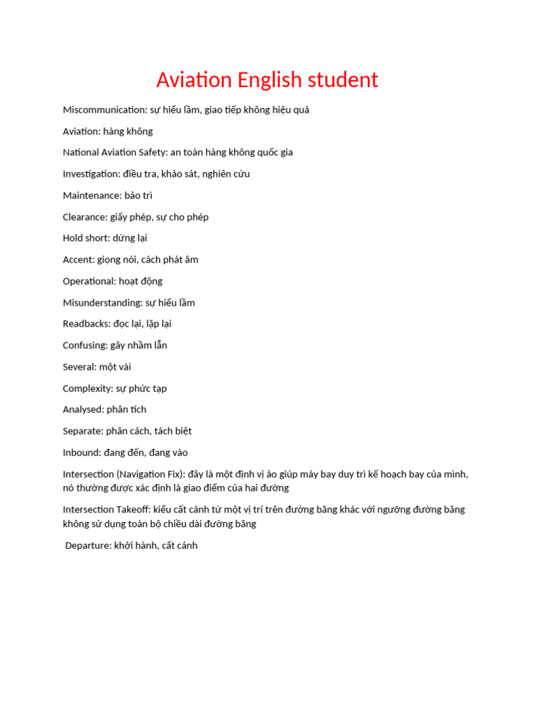 Aviation English Student | PDF