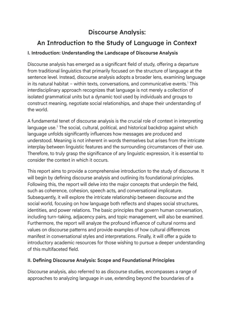 Discourse Analysis - Guide | PDF | Liberal Arts Education | Communication