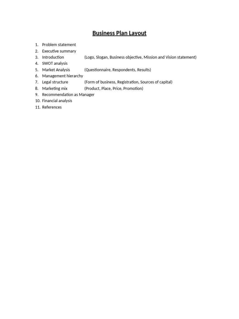 Business Plan Layout | PDF