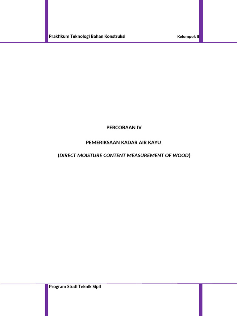 Pemeriksaan Kadar Air Kayu untuk Konstruksi | PDF