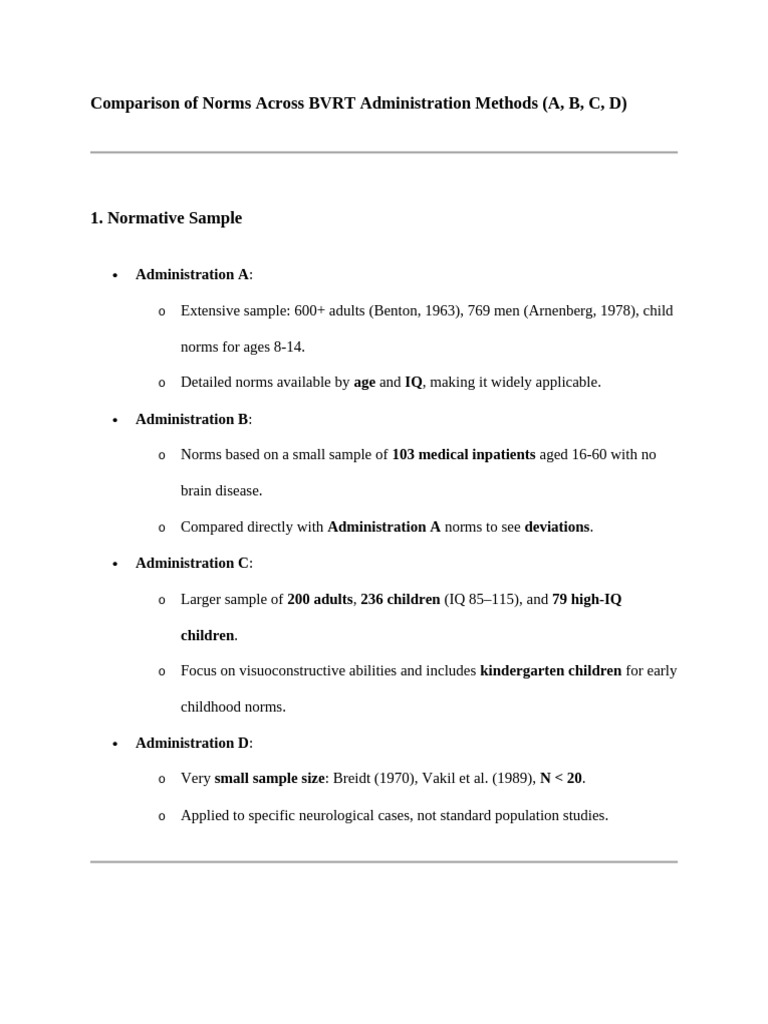 Comparison of Norms Across BVRT Administration Methods | PDF | Intelligence | Cognition