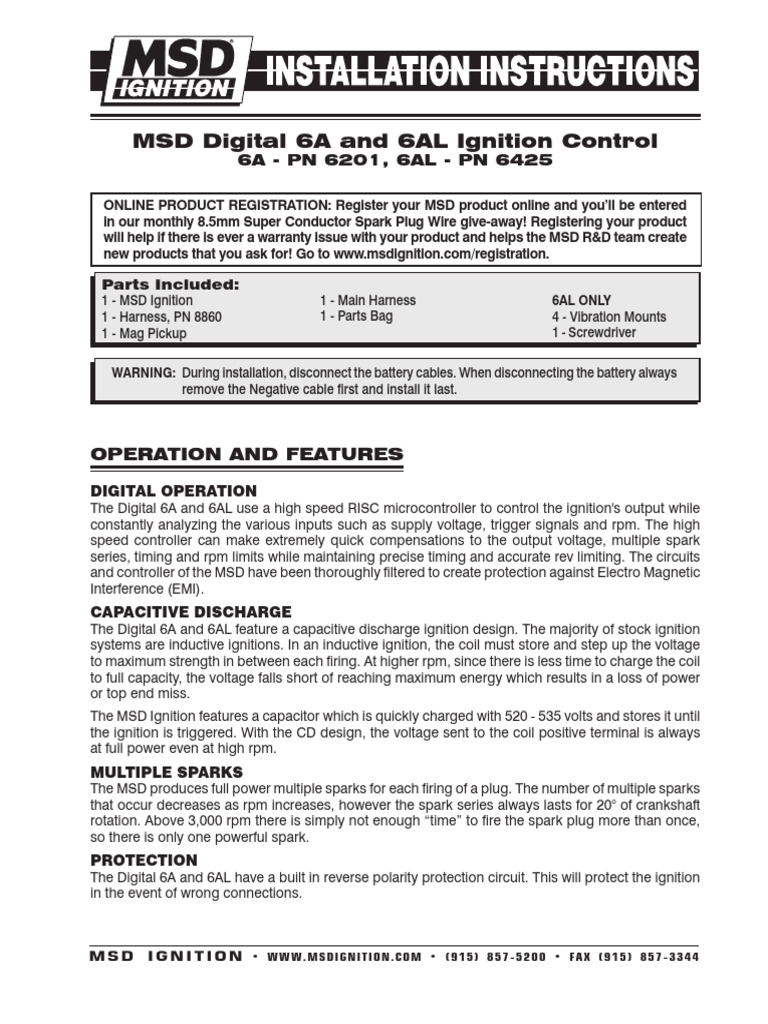 msd-6201 frm29772 | PDF | Ignition System | Inductor