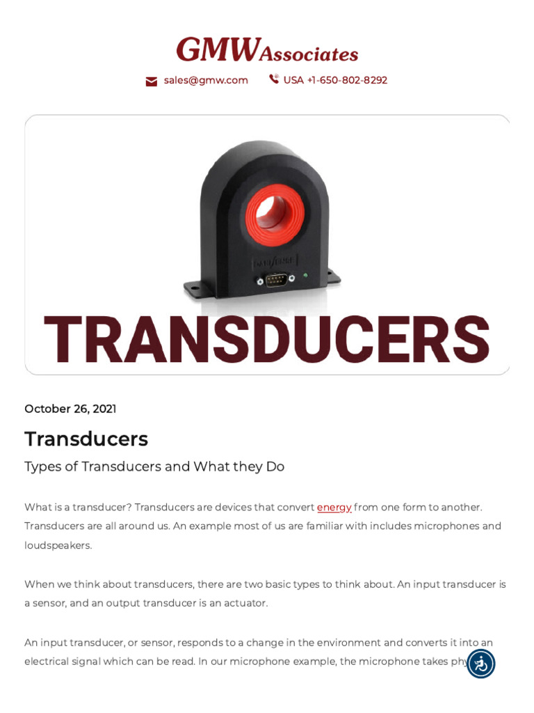 Types of Transducers Explained | PDF | Amplifier | Magnetometer