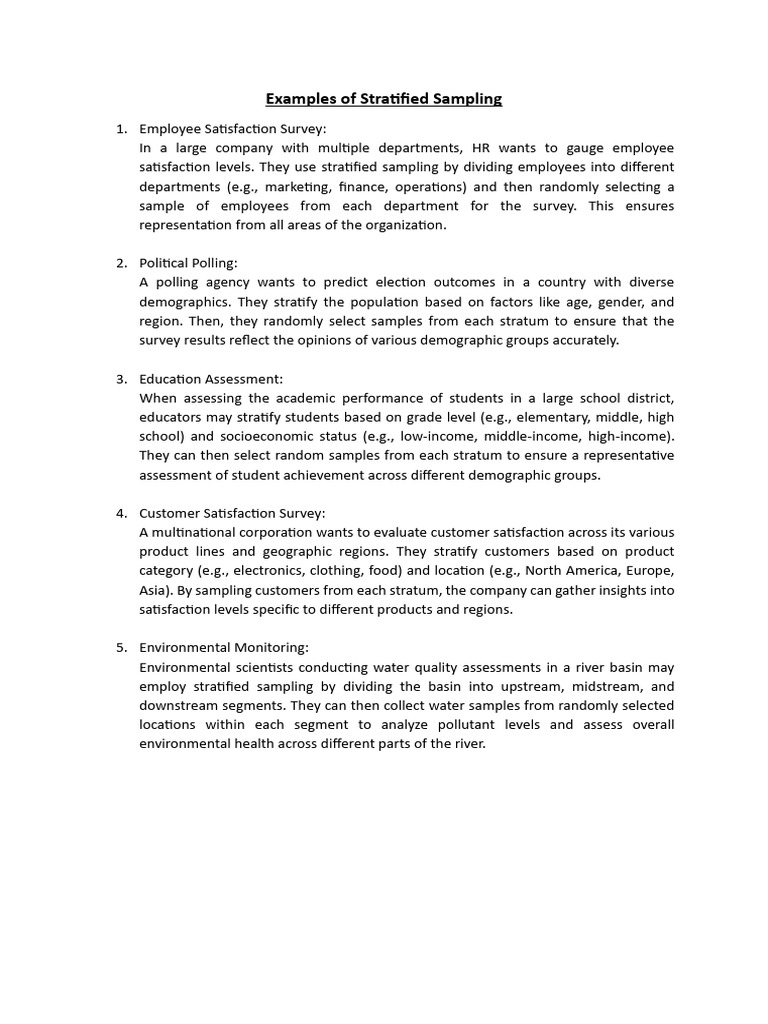 Examples of Stratified & Cluster Sampling | PDF | Sampling (Statistics ...