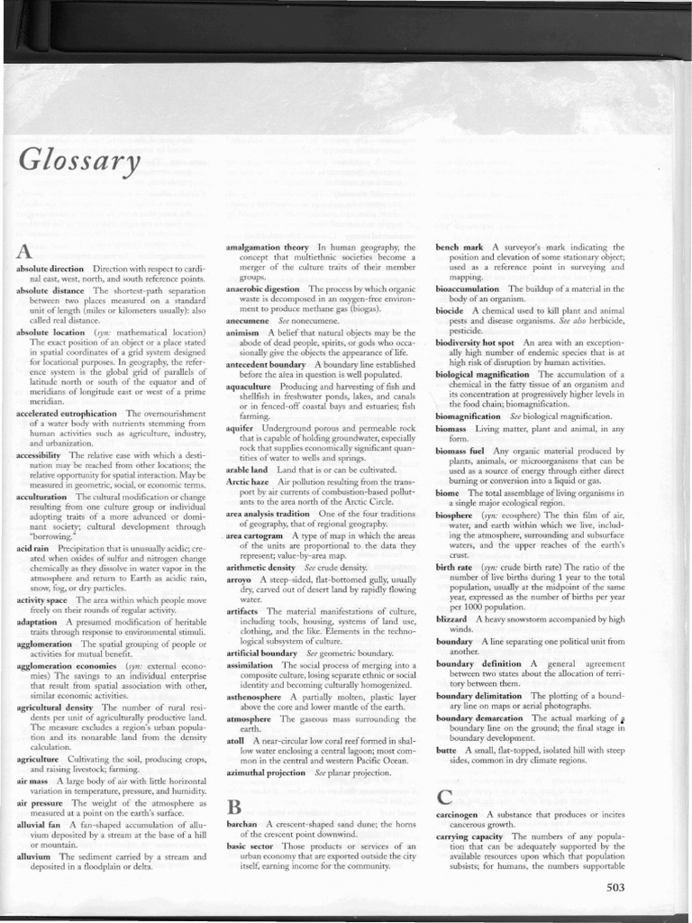 01 - Introduction To Geography - GLOSSARY | PDF | Earth | Water