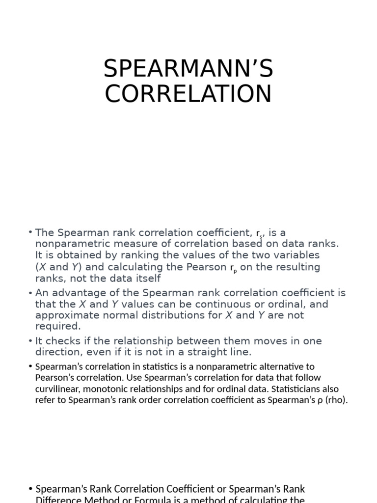 Understanding Spearman's Correlation | PDF | Spearman's Rank ...