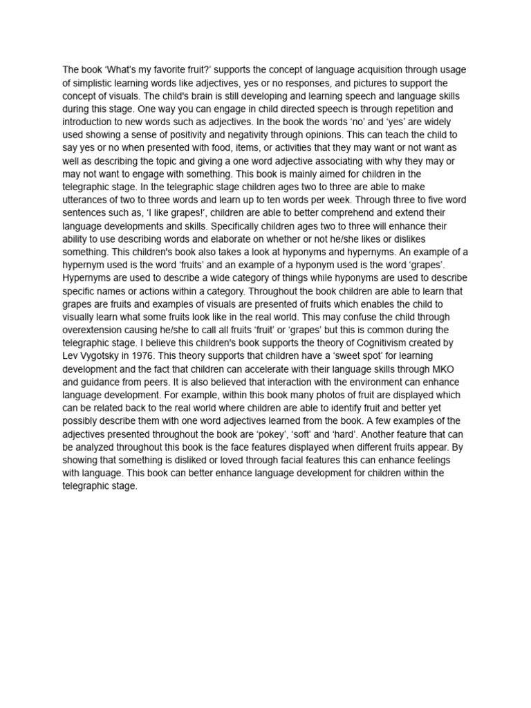 Childrens Book Reflection | PDF | Language Development | Behavioural Sciences