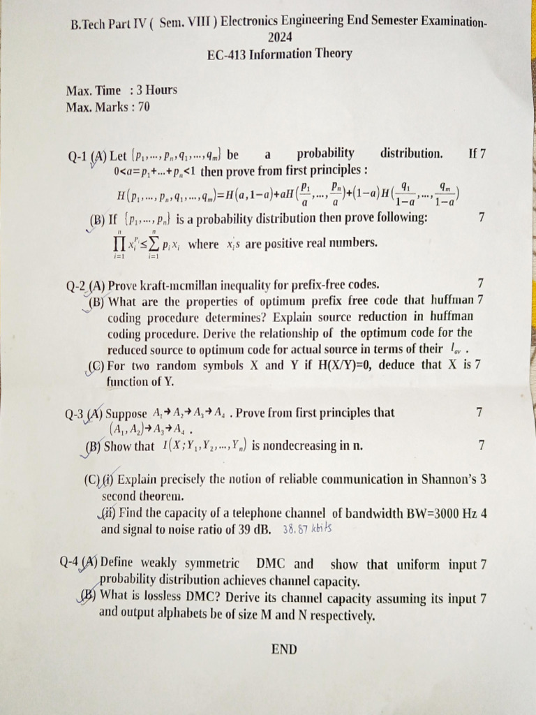 EC413 End Term Examination 2024 | PDF