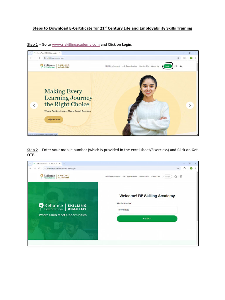 Download E-Certificate for Skills Training | PDF