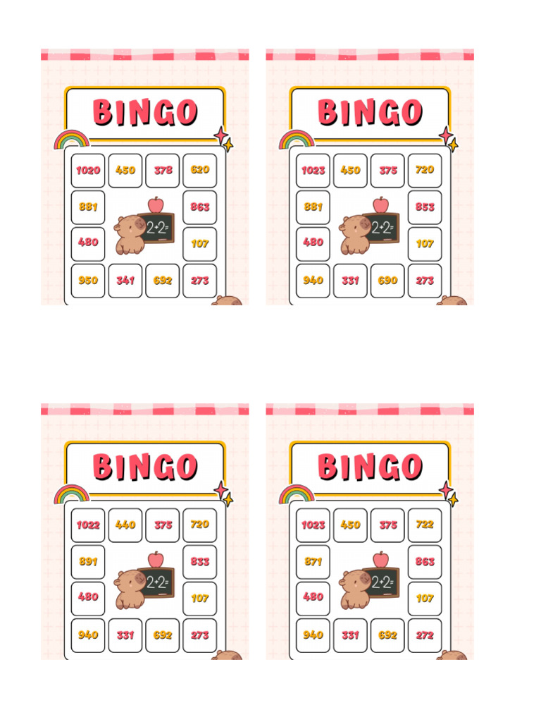 Bingo sumas y restas | PDF
