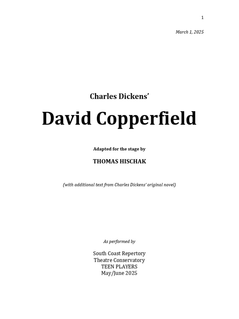 David Copperfield - Teen Players 25 Final | PDF | David Copperfield