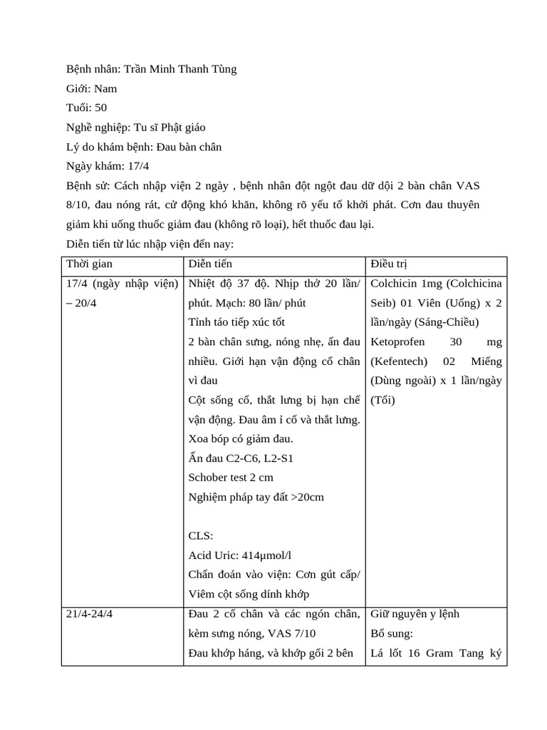 Bệnh Án AxSpA | PDF