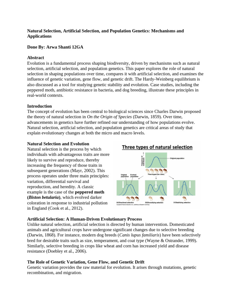 natural and artificial selection | PDF | Natural Selection | Evolution