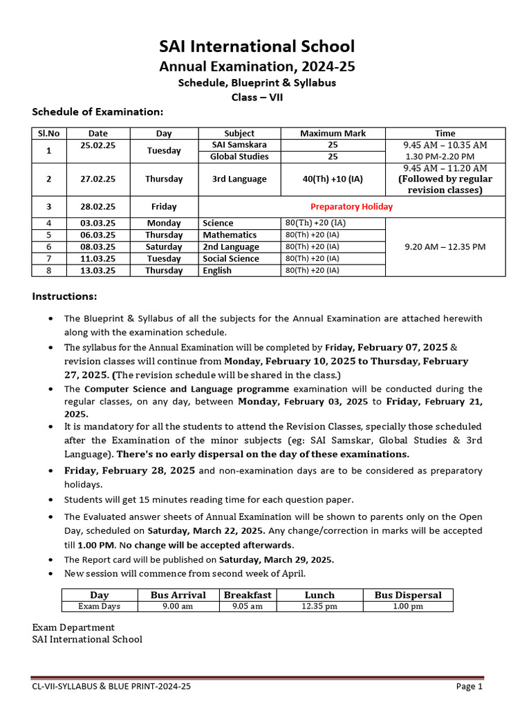 Class VII-Annual Blueprint & Syllabus-2024-25 | PDF | Verb | Linguistics