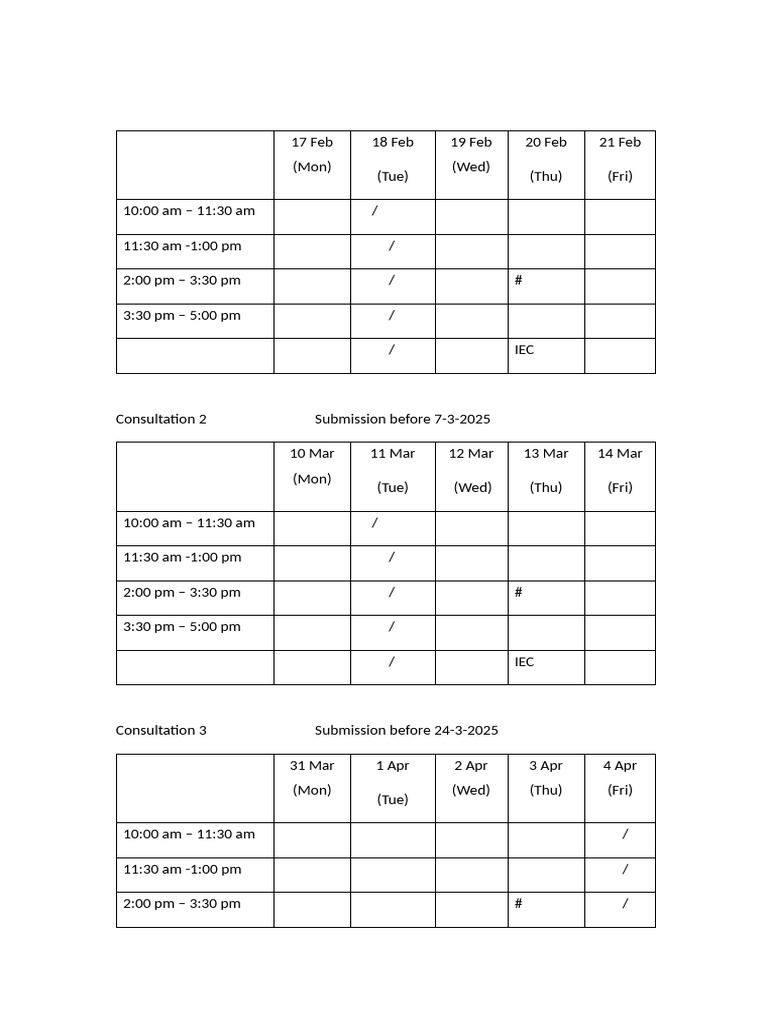 IEC Consultation Schedule 2025 | PDF