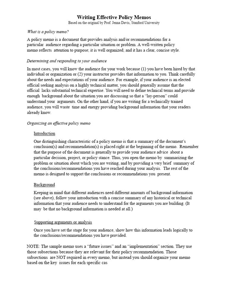 Crafting Effective Policy Memos | PDF | Memorandum