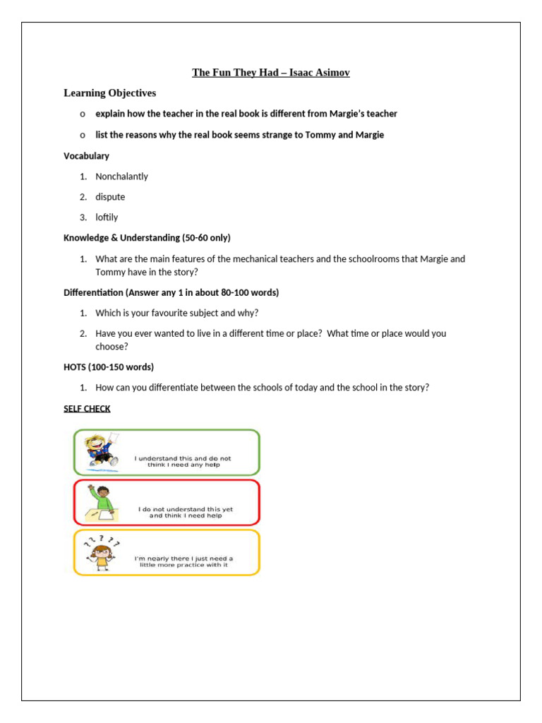 The Fun They Had Notes | PDF