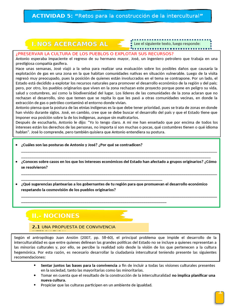 3° DPCC -ACTV.05-UNID.4 interculturalidad en la escuela | PDF | Racismo | Discriminación y ...