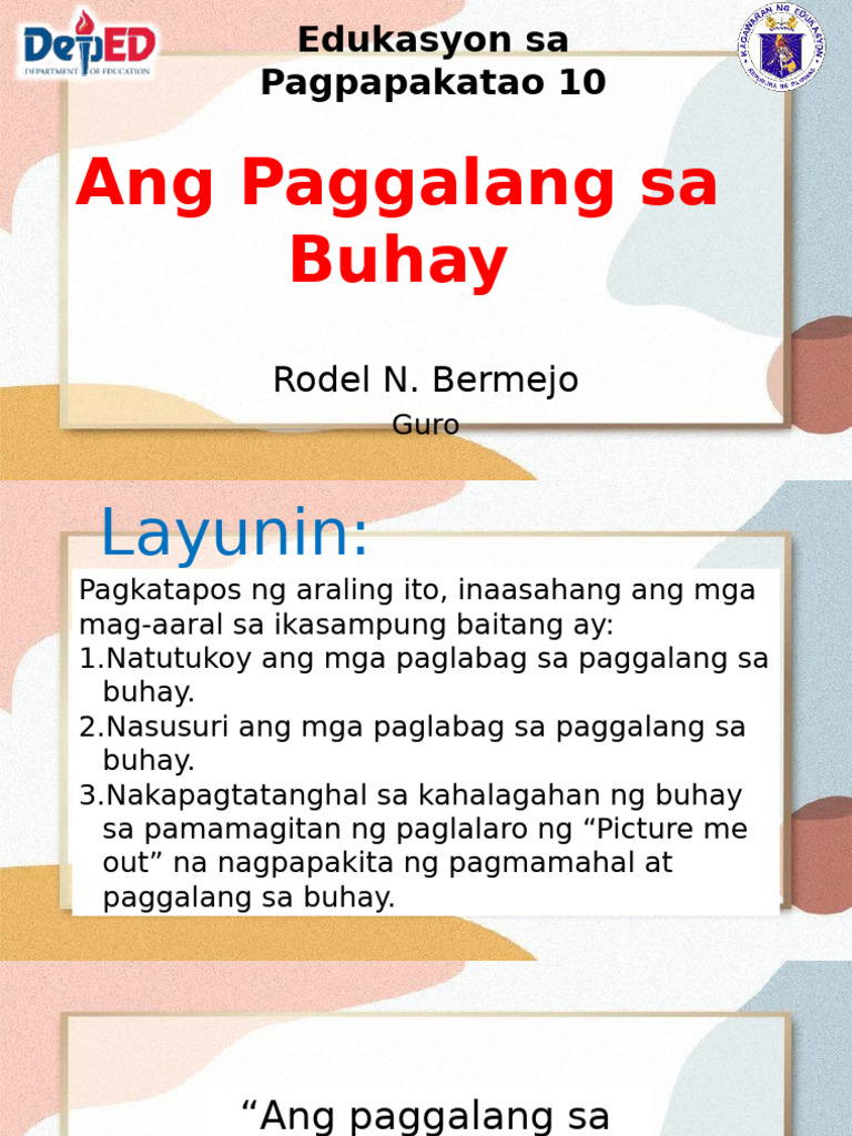 ESP10 Q3 Paggalang Sa Buhay | PDF