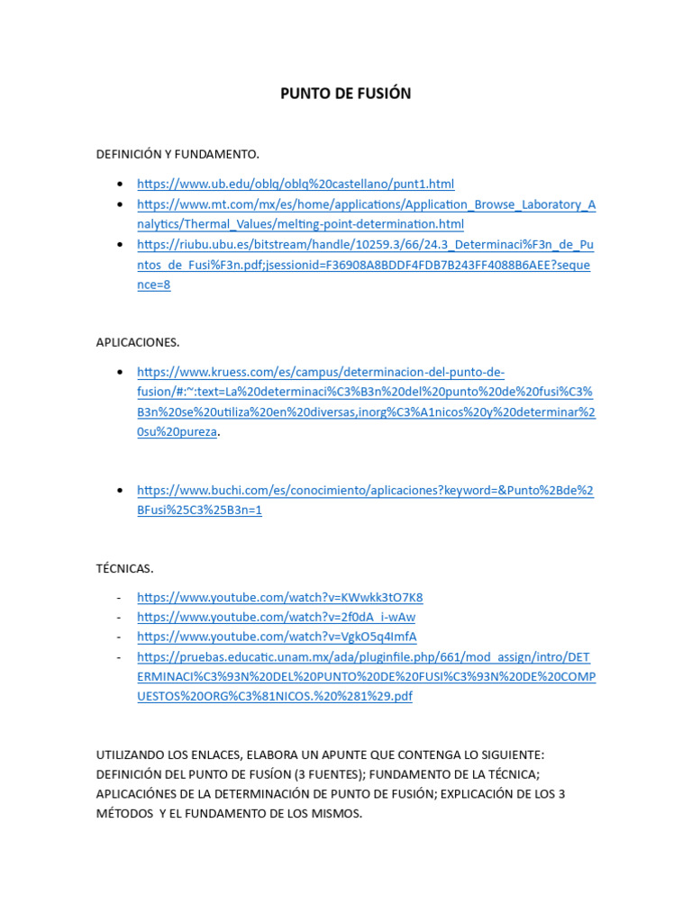 Definición y Aplicaciones del Punto de Fusión | PDF