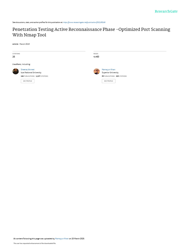 ICOMET2019 Penetration Testing Active Reconnaissance Phase Optimized ...