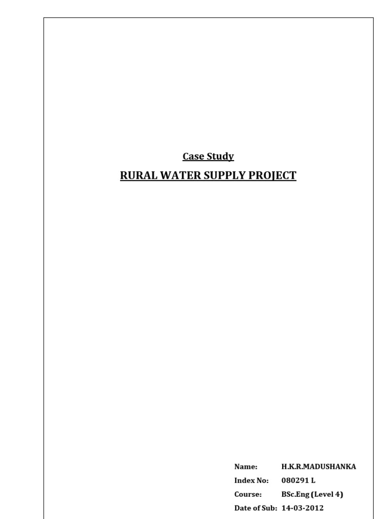Rural Water Supply Project: Case Study | PDF | Water Supply | Water