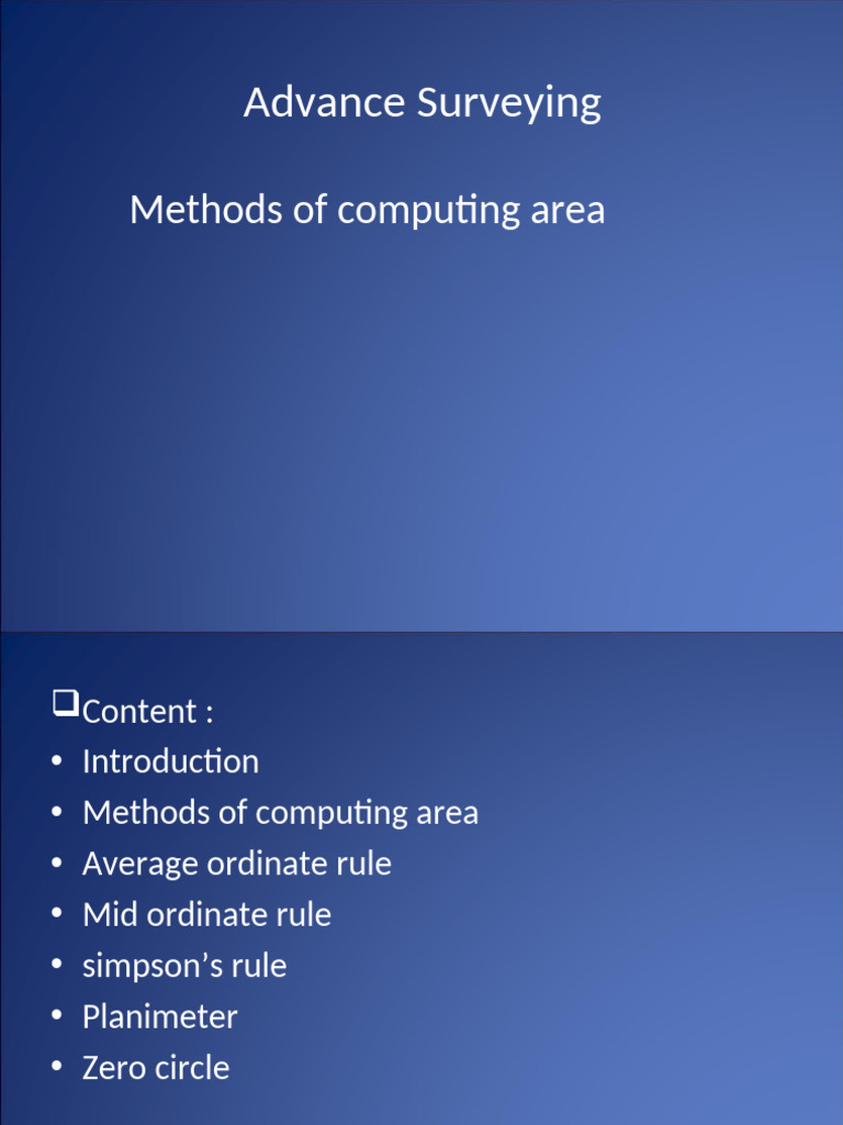 Area Computation Methods in Surveying | PDF | Area | Circle