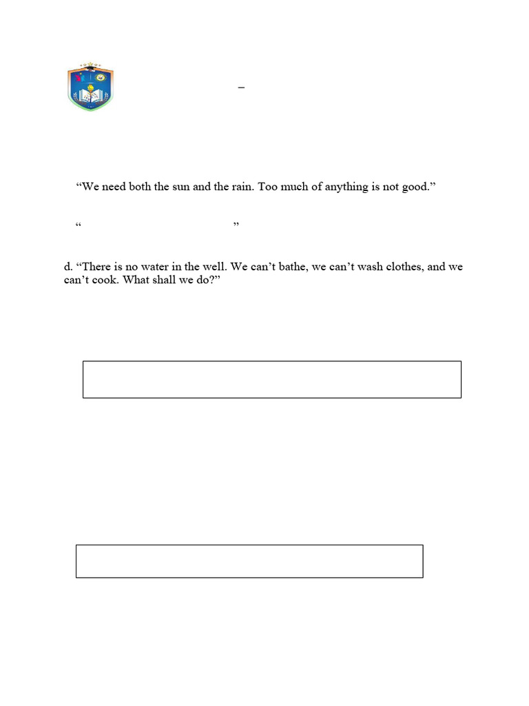 Grade 2 Nona and The Rain English Worksheet | PDF