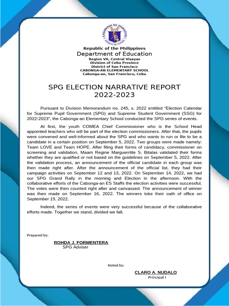 SPG ELECTION NARRATIVE REPORT | PDF