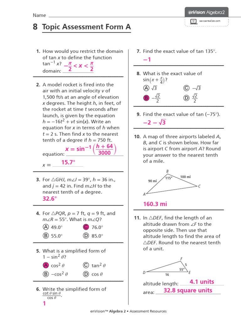 Topic 8 Assessment Answer Key | PDF