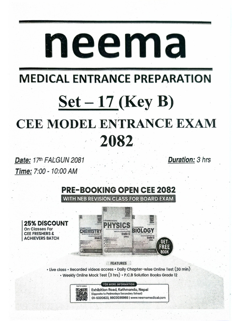 CEE Mock Paper - NEEMA Medical Preparation | PDF