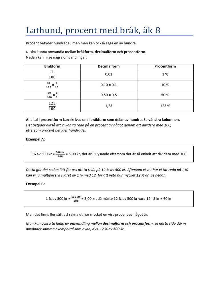 lathund-procent-c3a5k8 | PDF