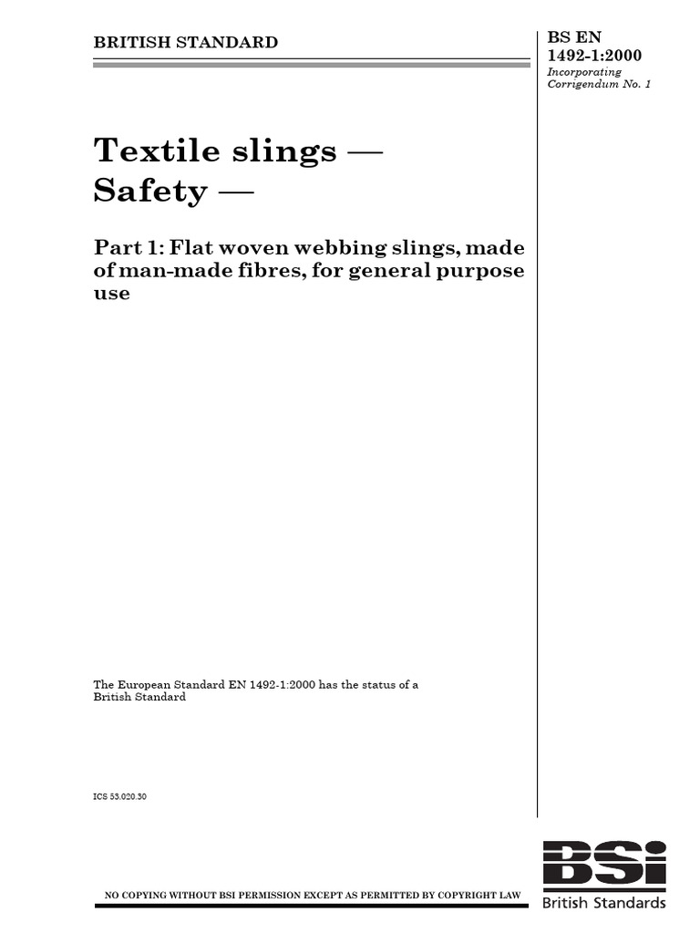 BSEN1492-1 Textile Slings | PDF | Regulation | International ...