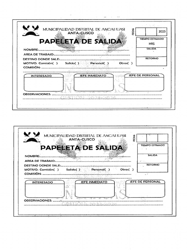 papeleta de salida | PDF