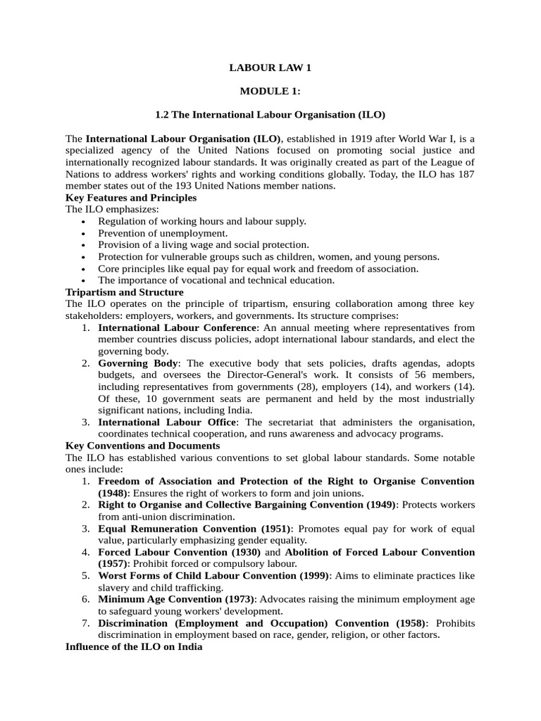 Ilo Under Labour Law Notes | PDF | International Labour Organization ...
