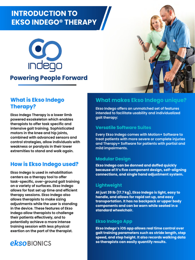 Ekso Indego Therapy Exoskeleton Website | PDF