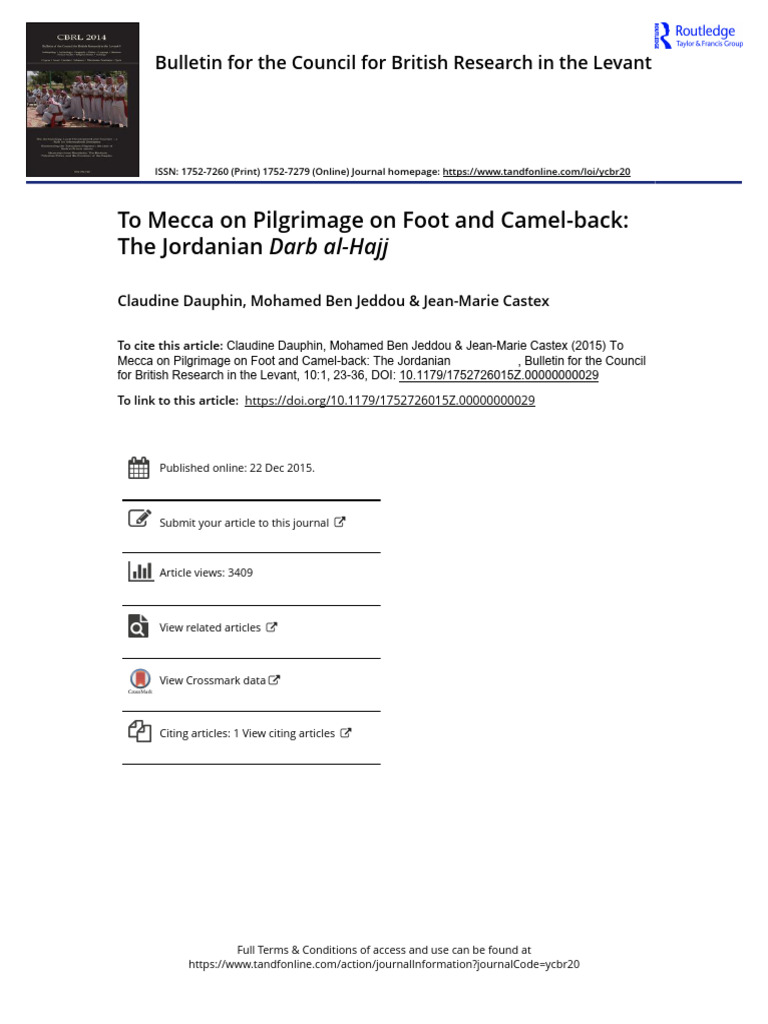 To Mecca On Pilgrimage On Foot and Camel Back The Jordanian Darb Al Hajj | PDF | Mecca | Hajj